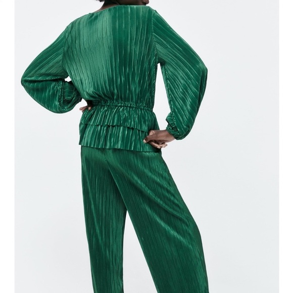 Zara | Tops | Nwt Zara Kelly Green Ribbed Set | Poshmark